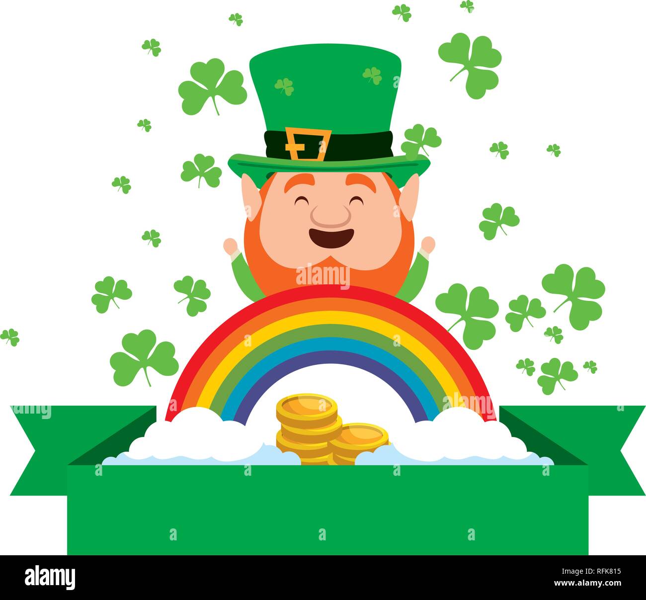 st patricks day leprechaun with rainbow Stock Vector Image & Art - Alamy