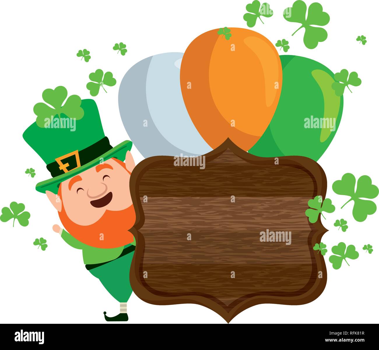 st patricks day leprechaun with wooden label Stock Vector Image & Art ...