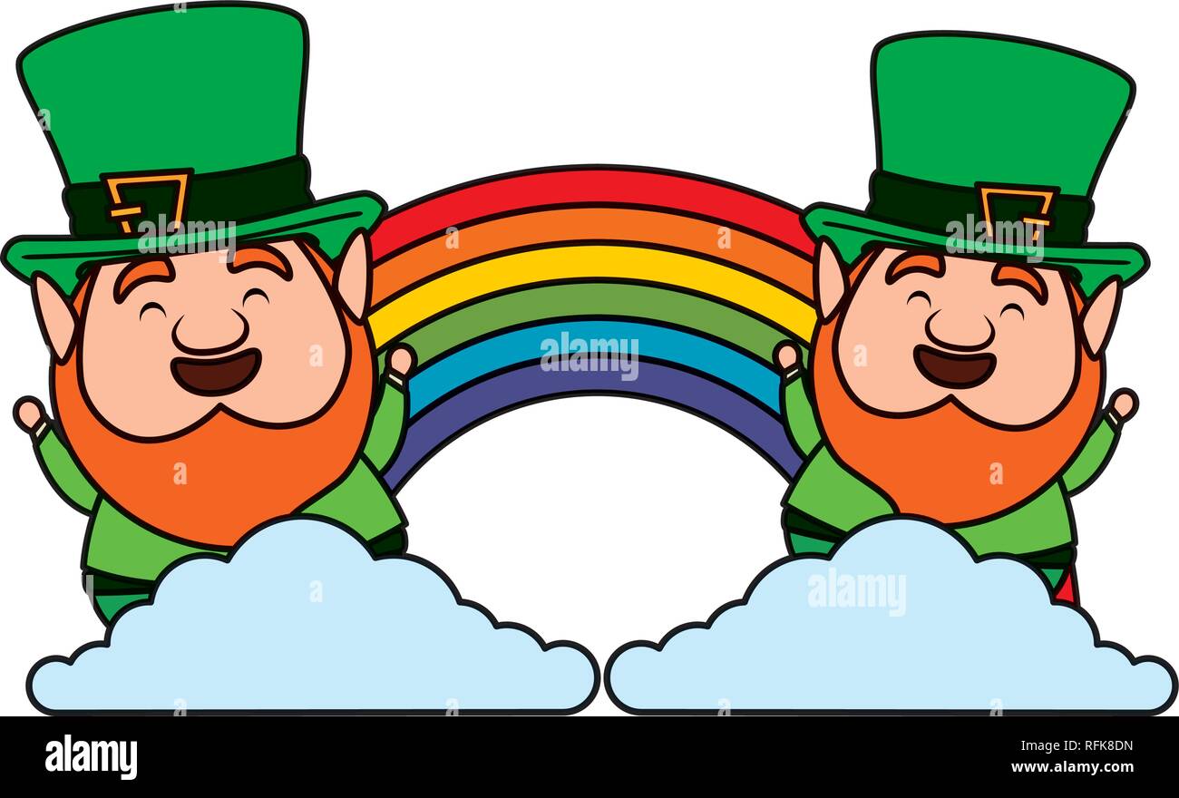 st patricks day leprechauns with rainbow Stock Vector Image & Art - Alamy