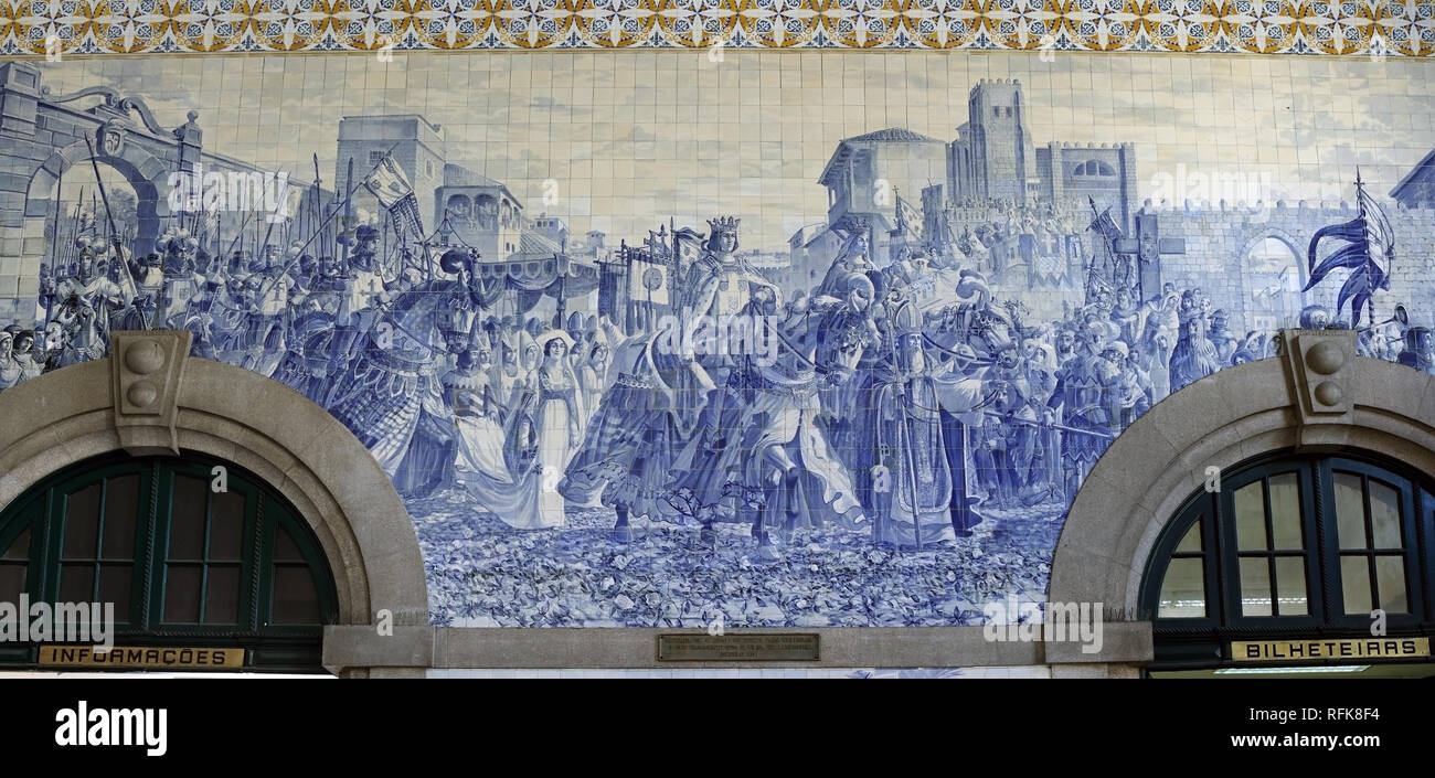 Porto, Portugal - March 4, 2015: Famous tiles from the Sao Bento ...