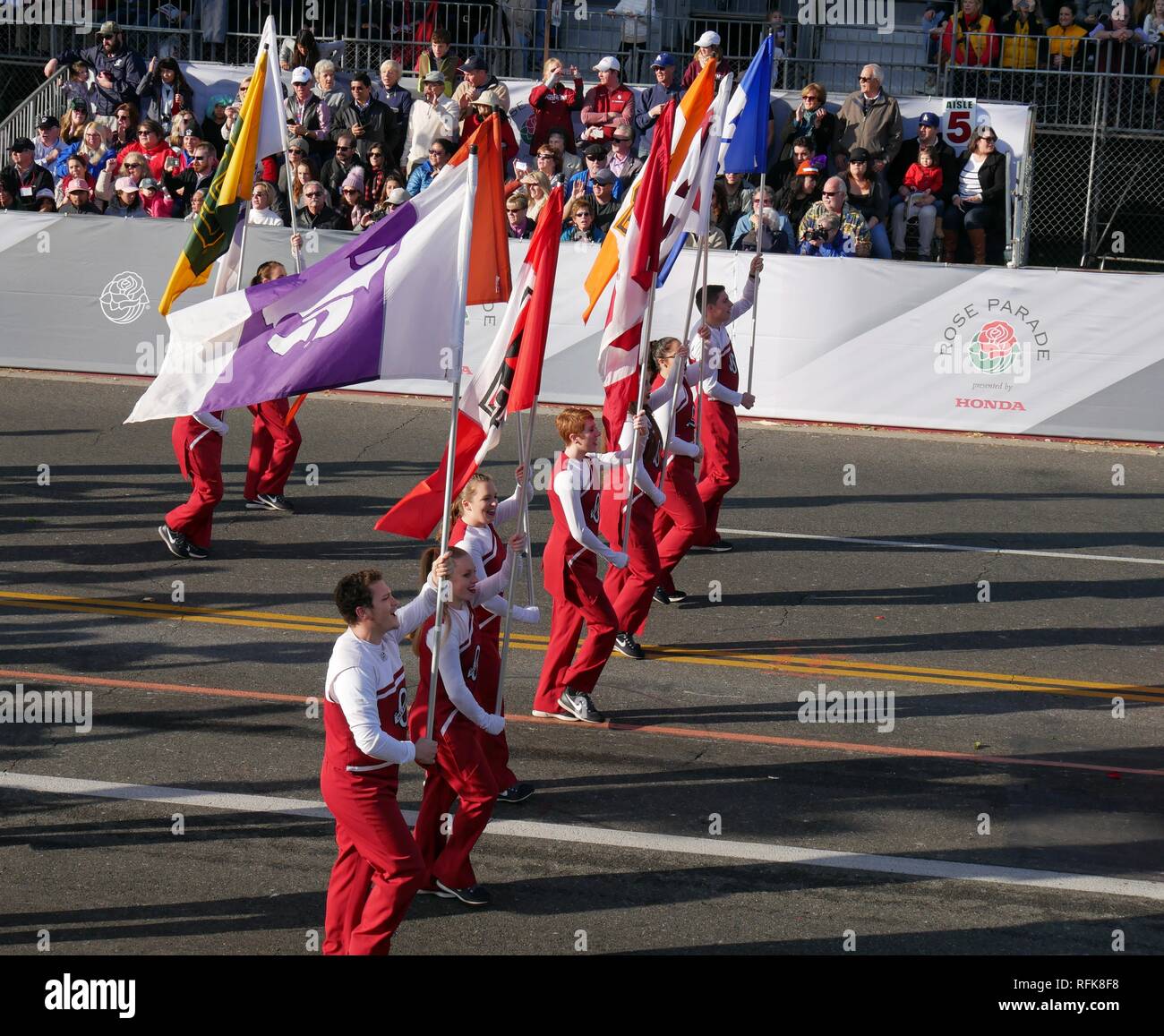 PASADENA, CALIFORNIA—JANUARY 1, 2018: The Pride of Oklahoma marching ...