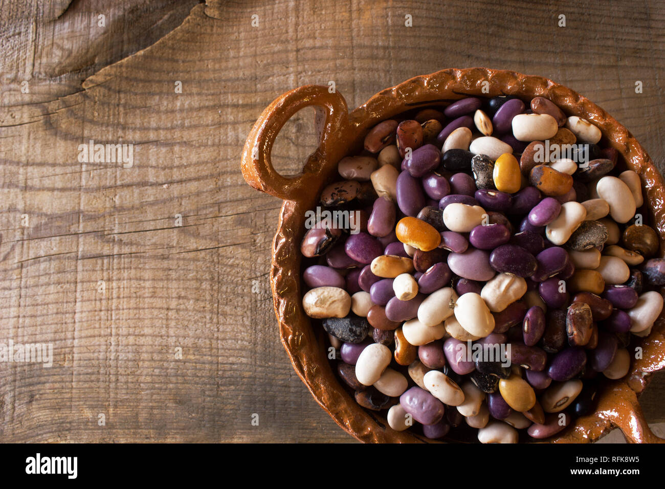 top view of a mexican hand made clay pot full with a wide variety of ...