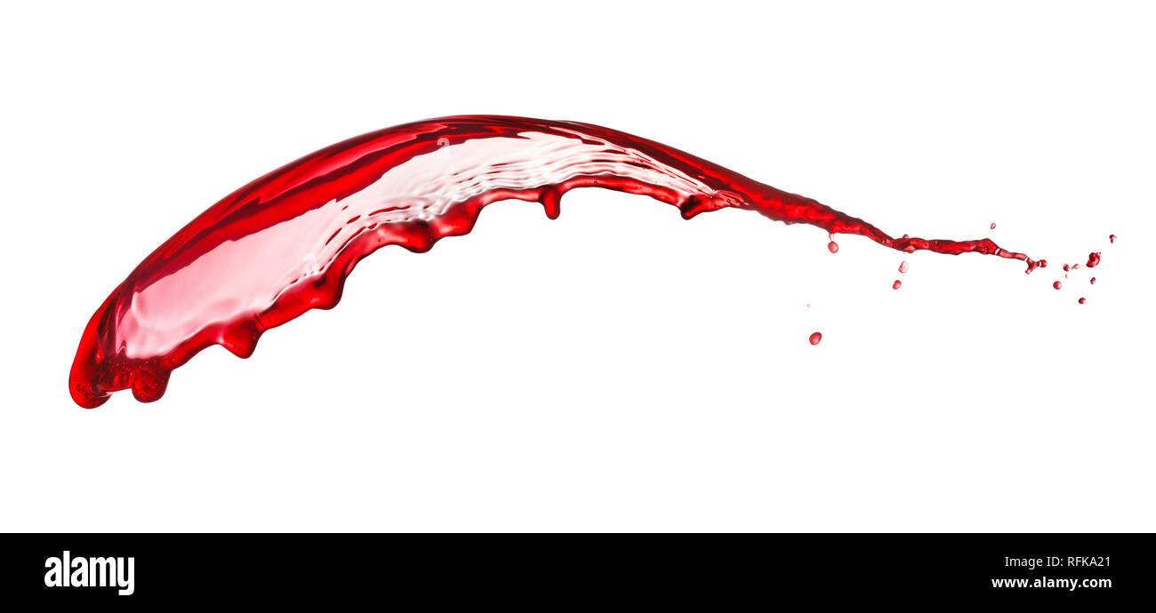 single splash of red wine isolated on white background Stock Photo - Alamy