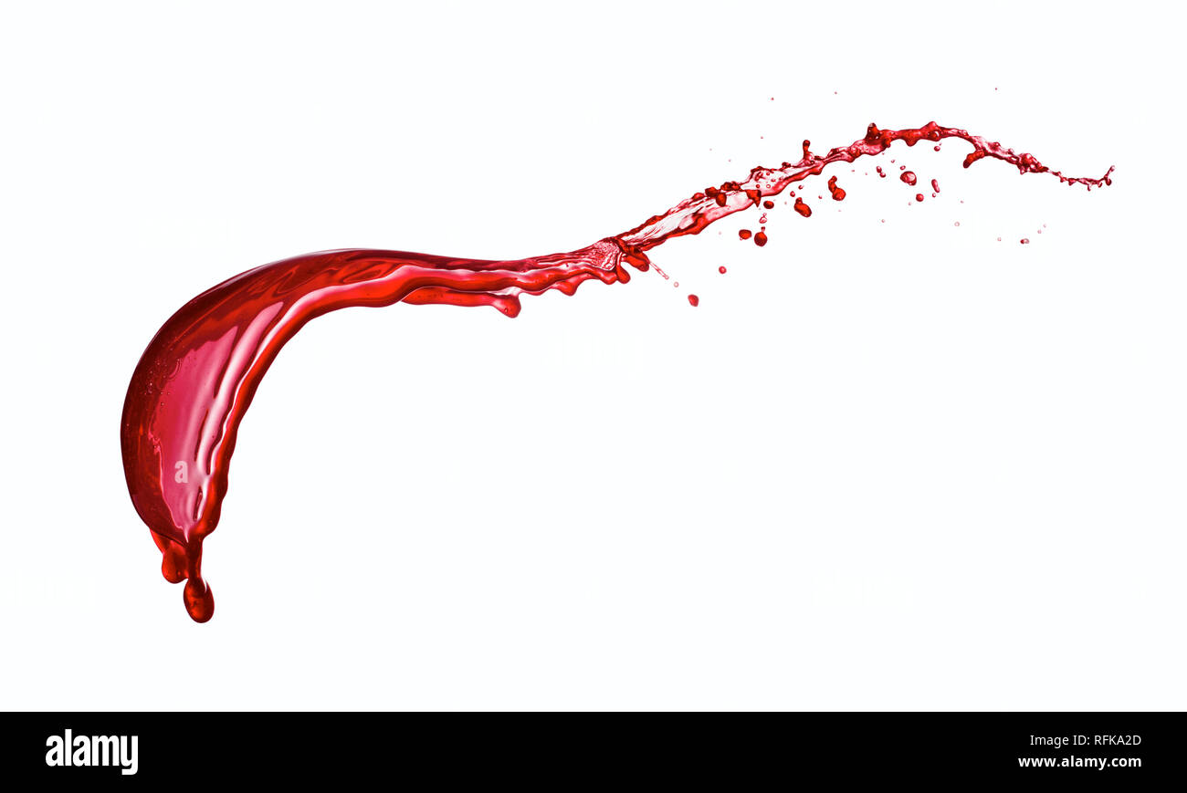 single splash of red wine isolated on white background Stock Photo - Alamy