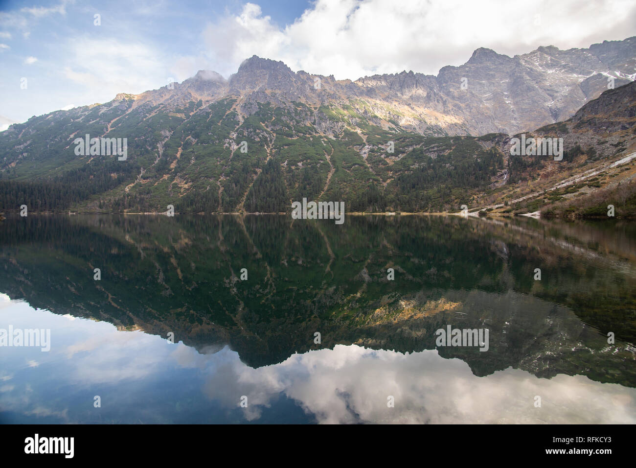 Famous polish landscape - mountain lake Morskie Oko, Tatra Mountains ...