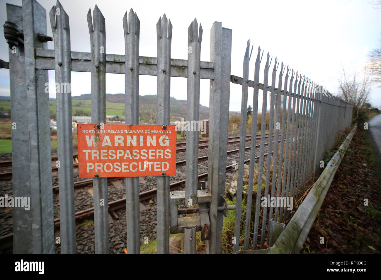 A close gate and fence is seen on the northern side of the main Belfast ...