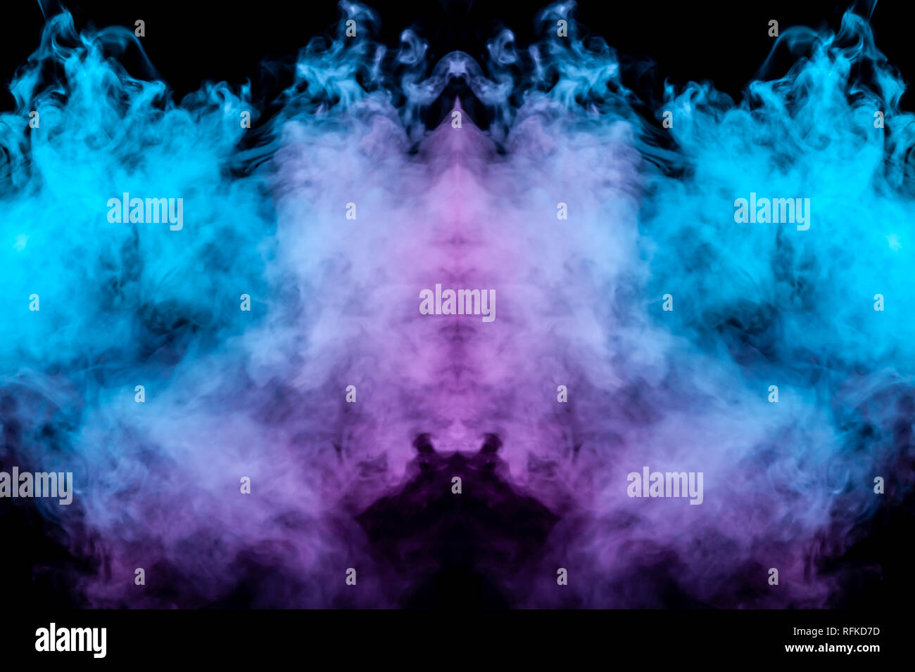A multi-colored pattern of purple and blue smoke of a mystical shape in ...