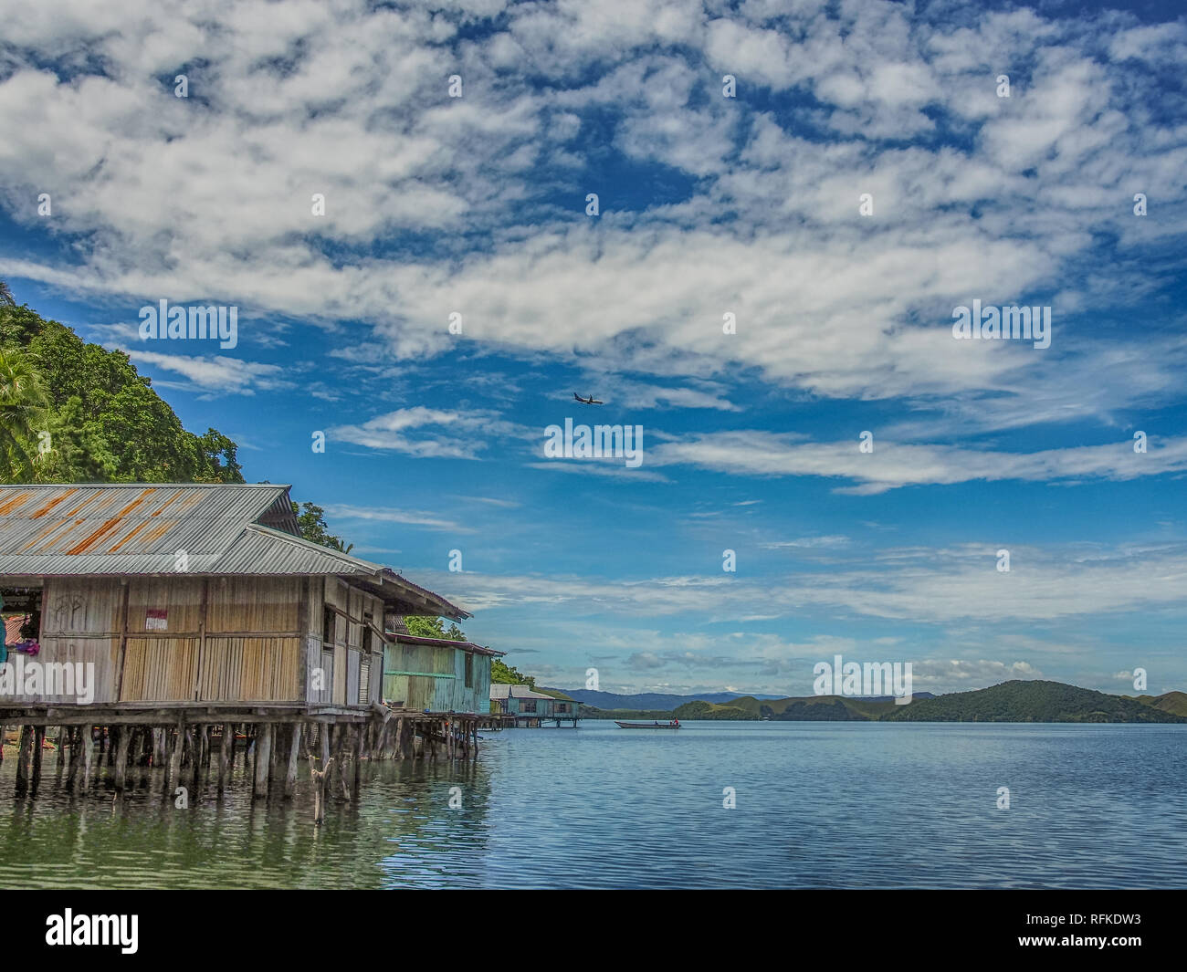 Jayapura, Indonesia - January 24, 2015: Stilt houses in Kampung Ayapo ...