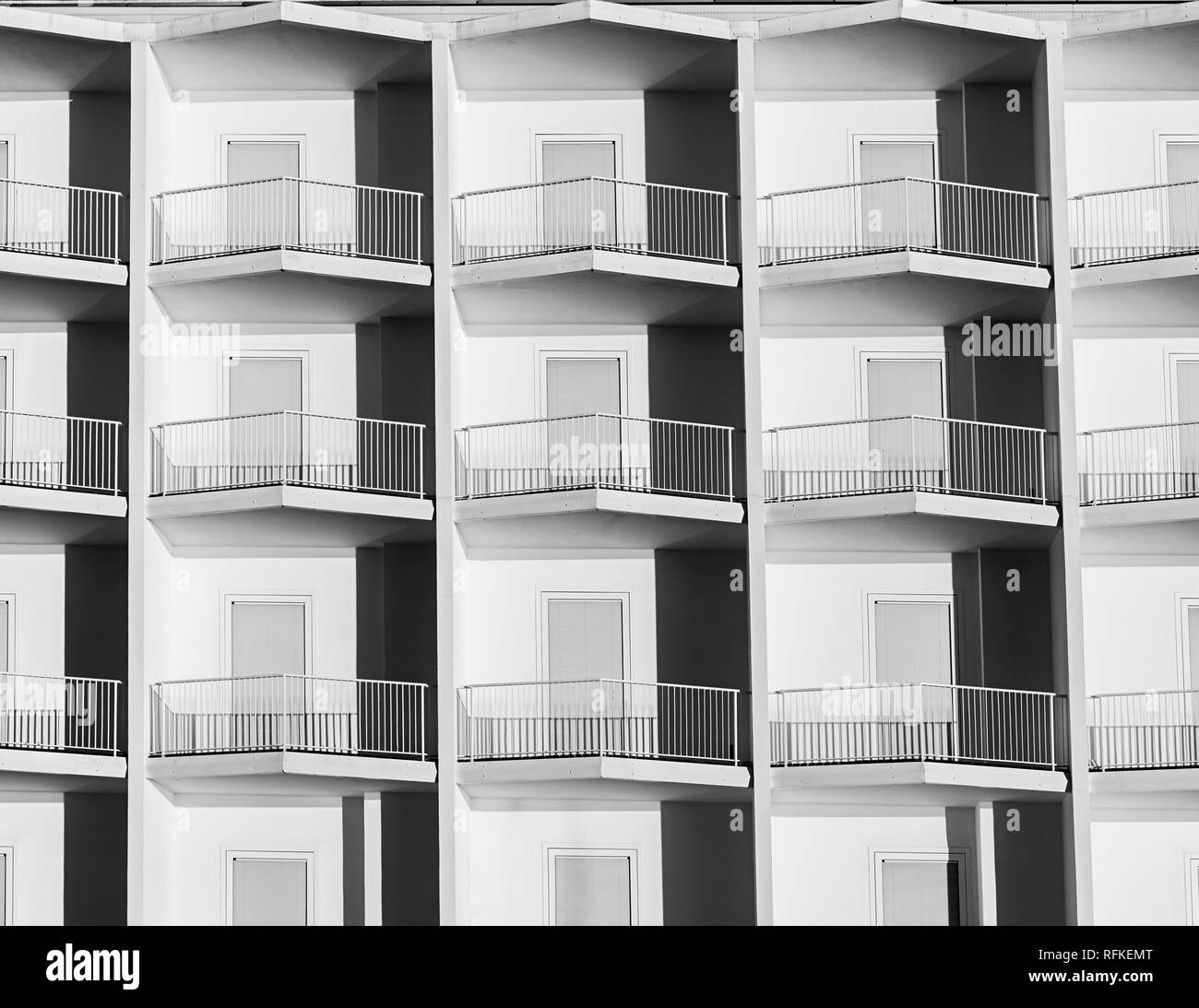 Modern design balconies Black and White Stock Photos & Images - Alamy