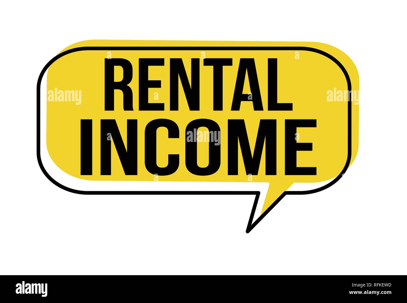 Rental income speech bubble on white background, vector illustration ...