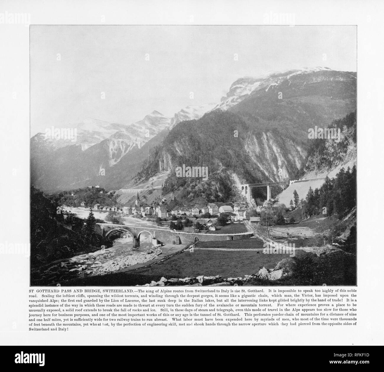 St. Gotthard Pass and Bridge, Switzerland, Antique Swiss Photograph ...