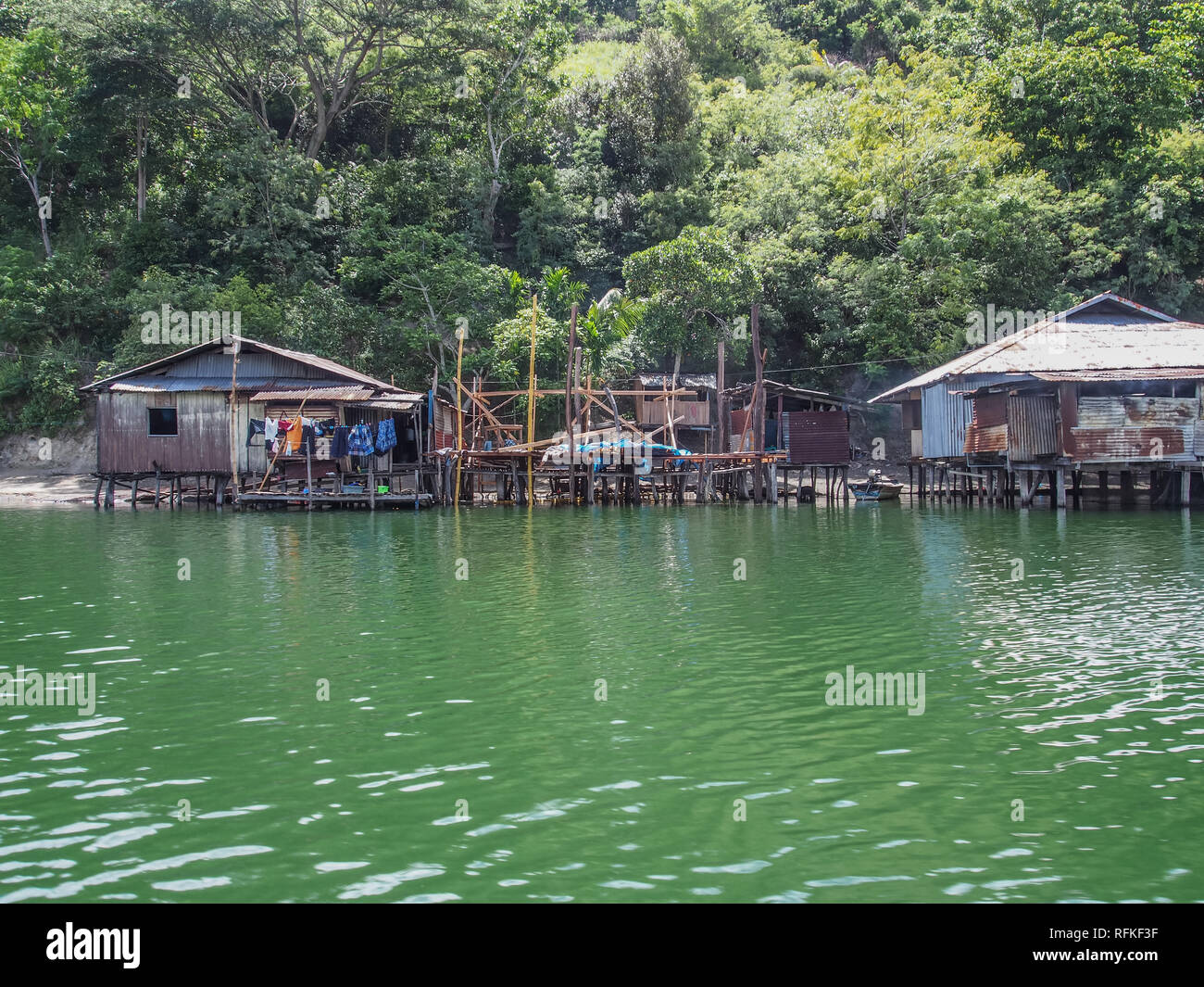 Jayapura, Indonesia - January 24, 2015: Stilt houses in Kampung Ayapo ...
