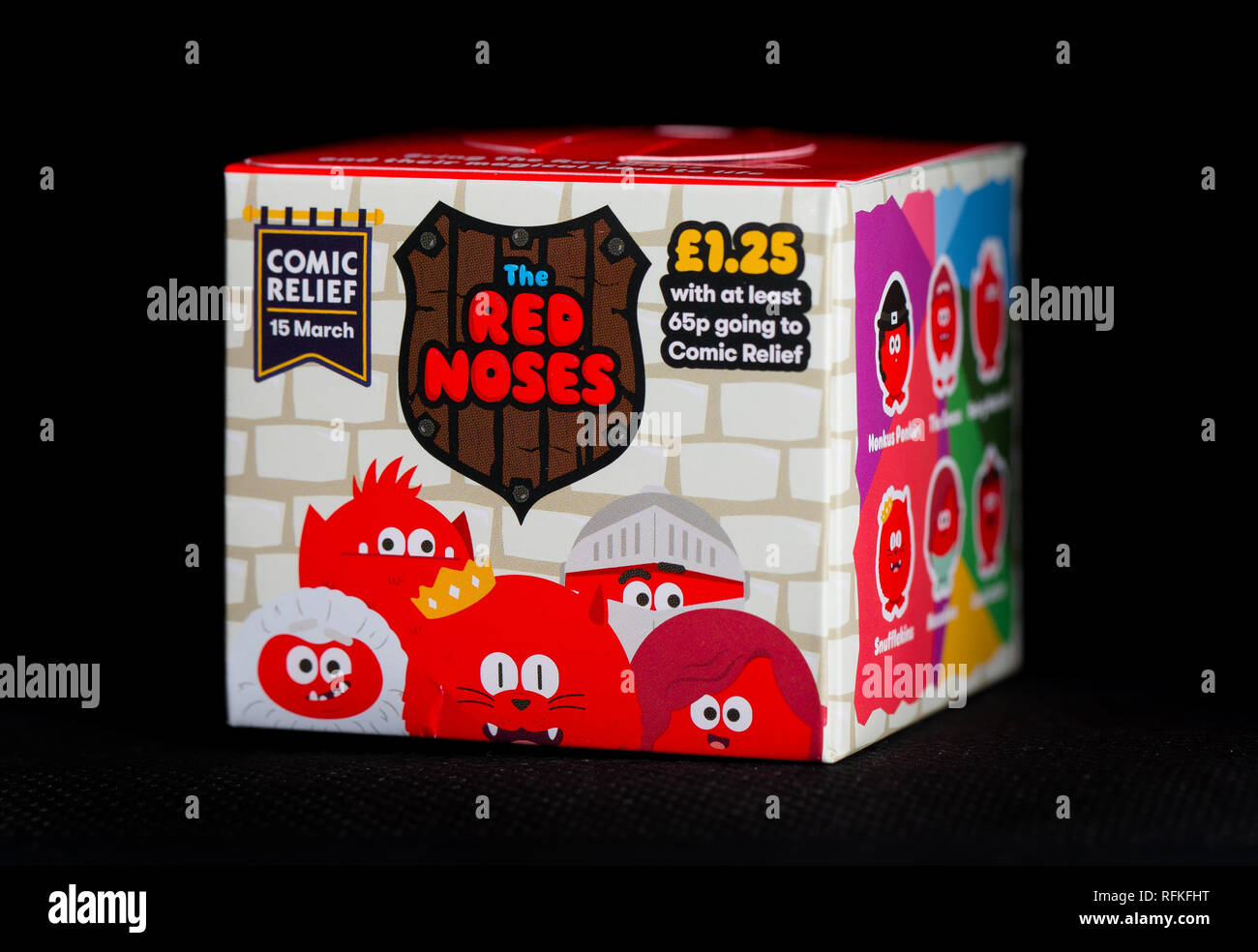 A box containing a 2019 design Red Nose for Comic Relief Stock Photo ...