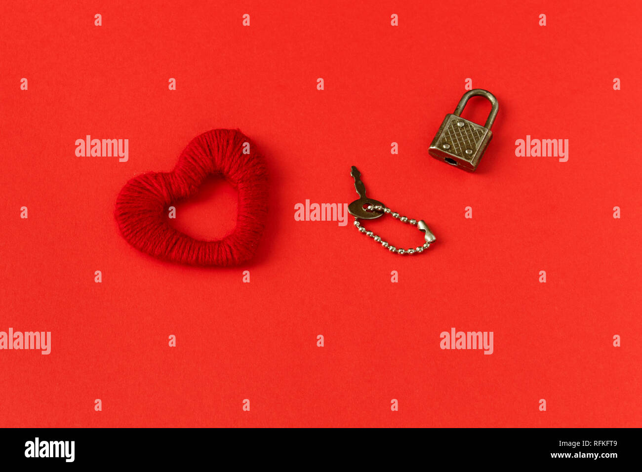 Heart, lock and keys. Heart on a red background. Valentine's Day ...
