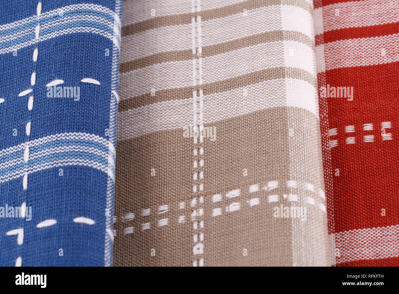 Colorful kitchen towels closeup picture Stock Photo - Alamy