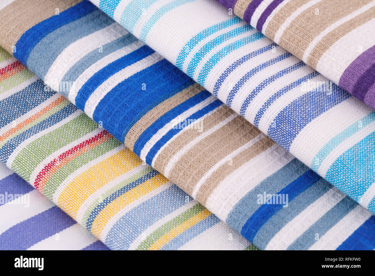 Colorful kitchen towels closeup picture Stock Photo - Alamy
