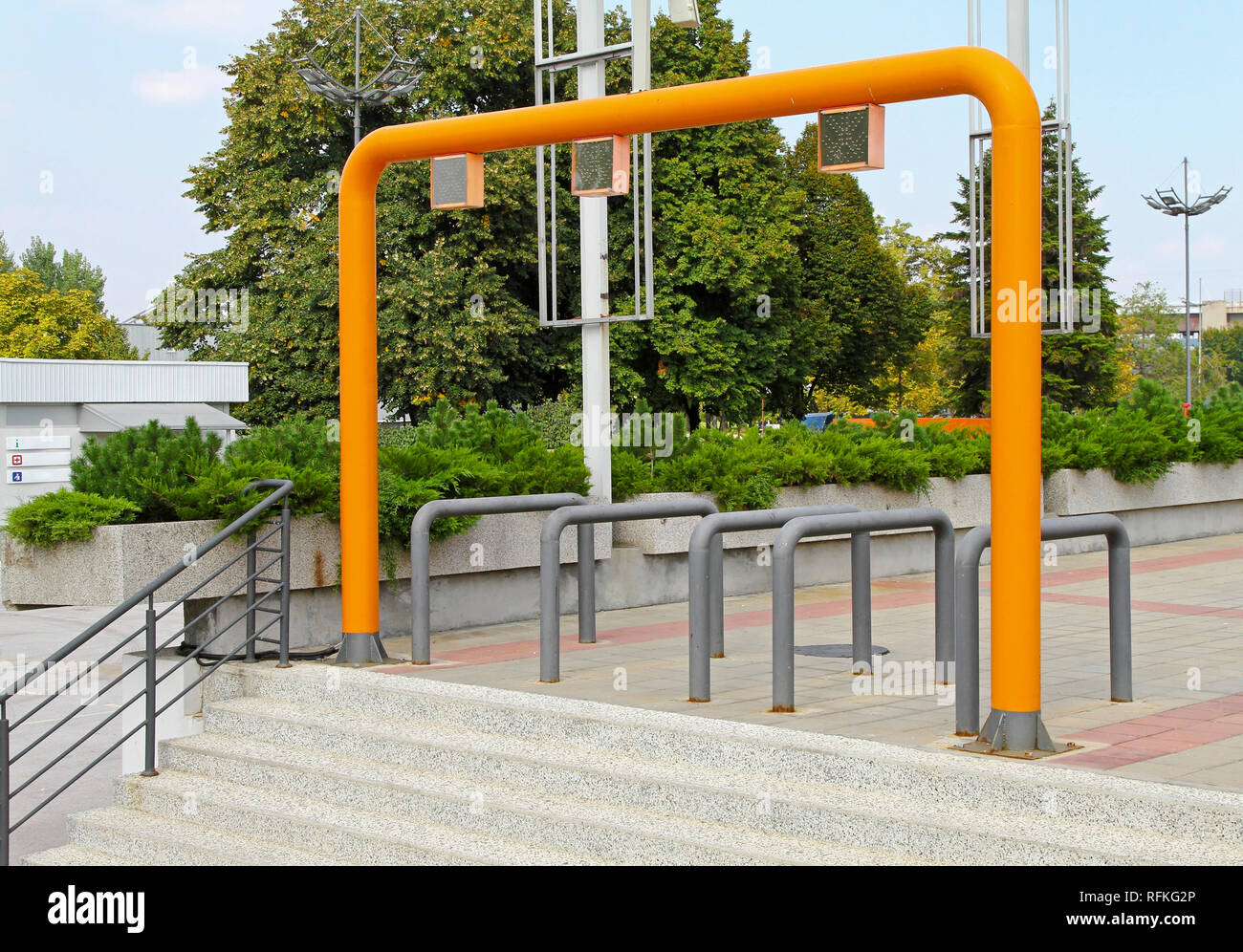 Control point with metal ramps at entrance gate Stock Photo - Alamy