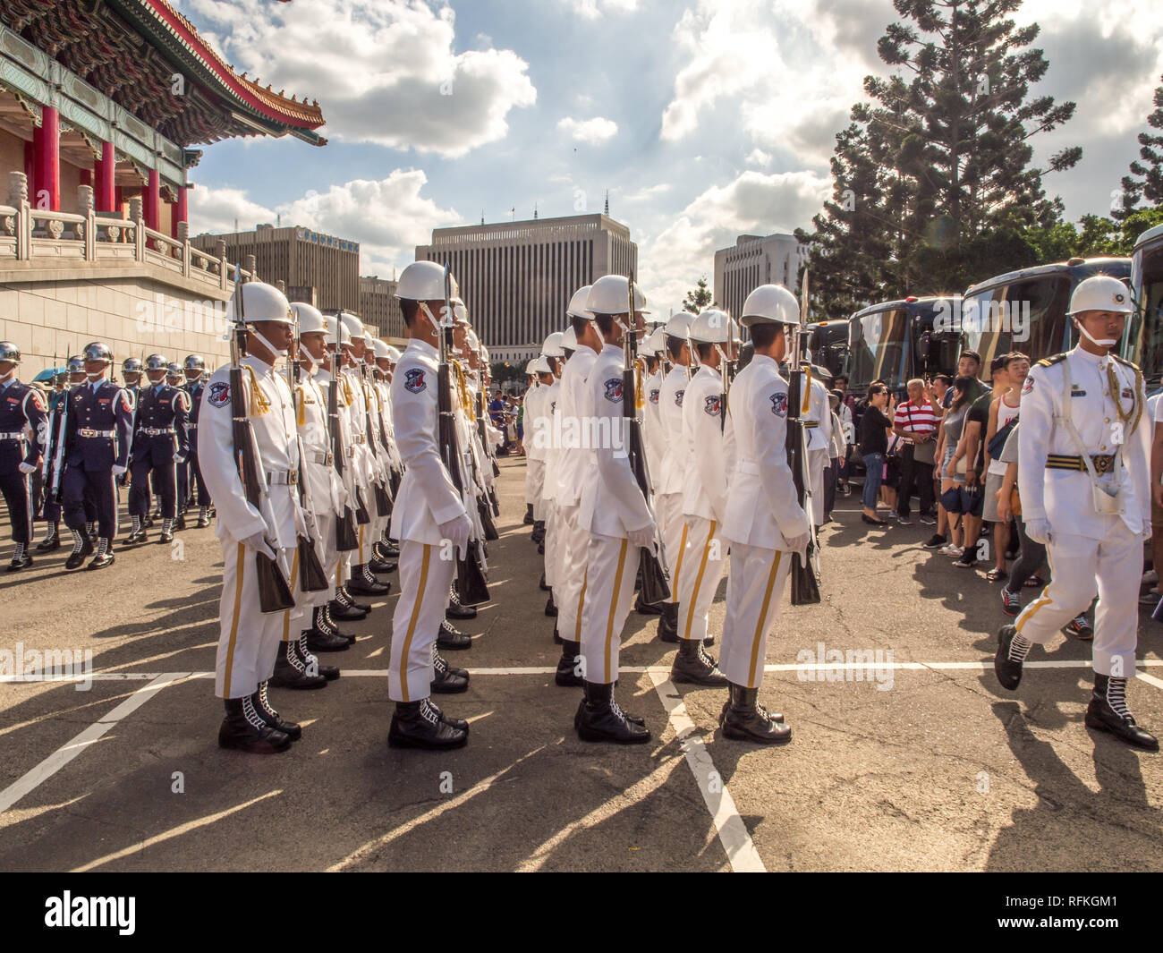 Taipei, Taiwan - October 02, 2016: Taiwanese soldiers wearing various ...