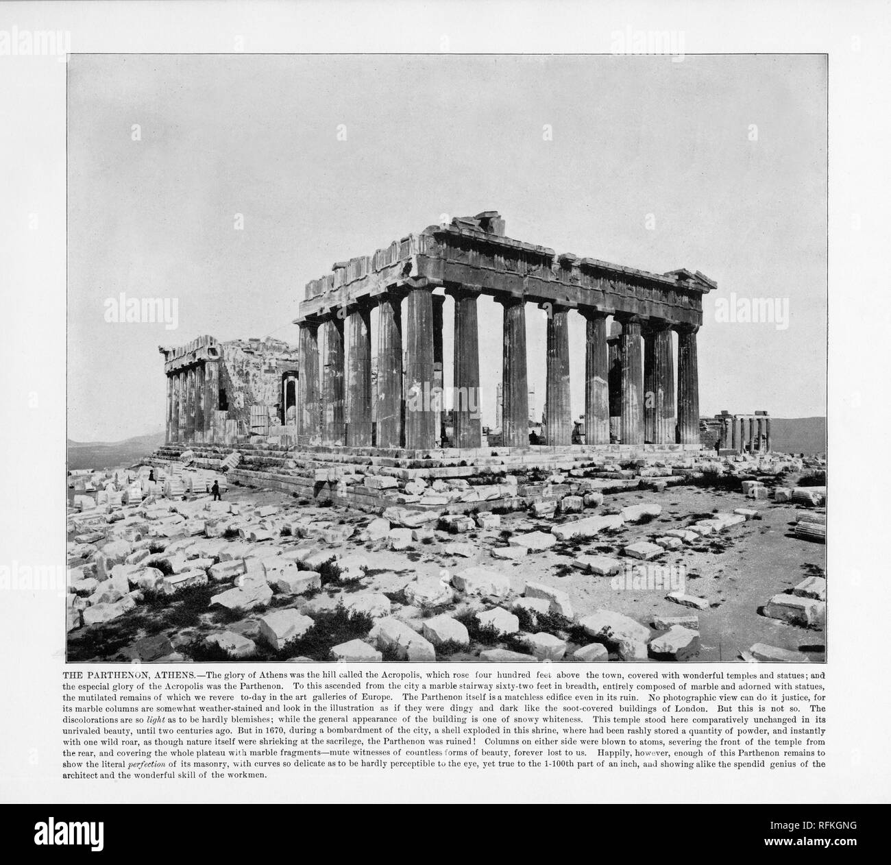 The Parthenon, Athens, Greece, Antique Greek Photograph, 1893 Stock ...