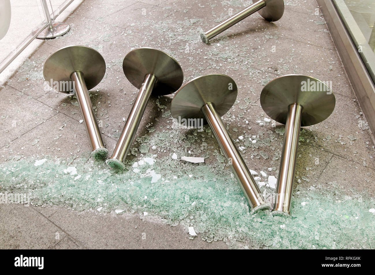 Pile of broken glass after destruction damage Stock Photo - Alamy