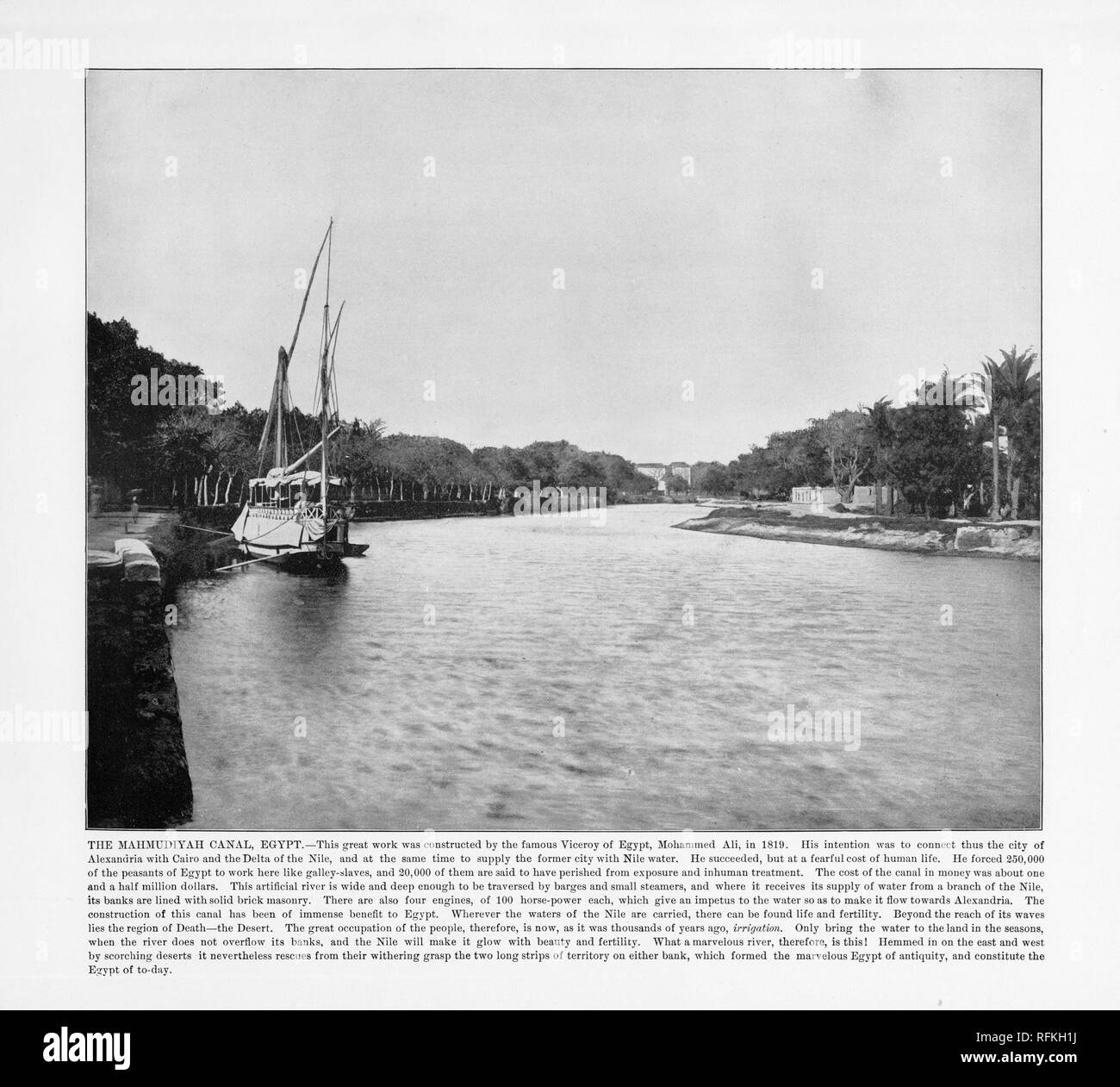 The Mahmudiyah Canal, Alexandria, Egypt, Antique Egypt Photograph, 1893 ...