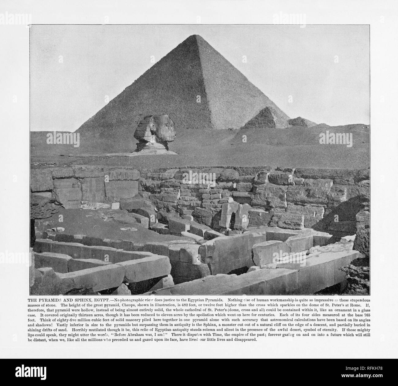 The Pyramids and Sphinx, Cairo, Egypt, Antique Egypt Photograph, 1893 ...