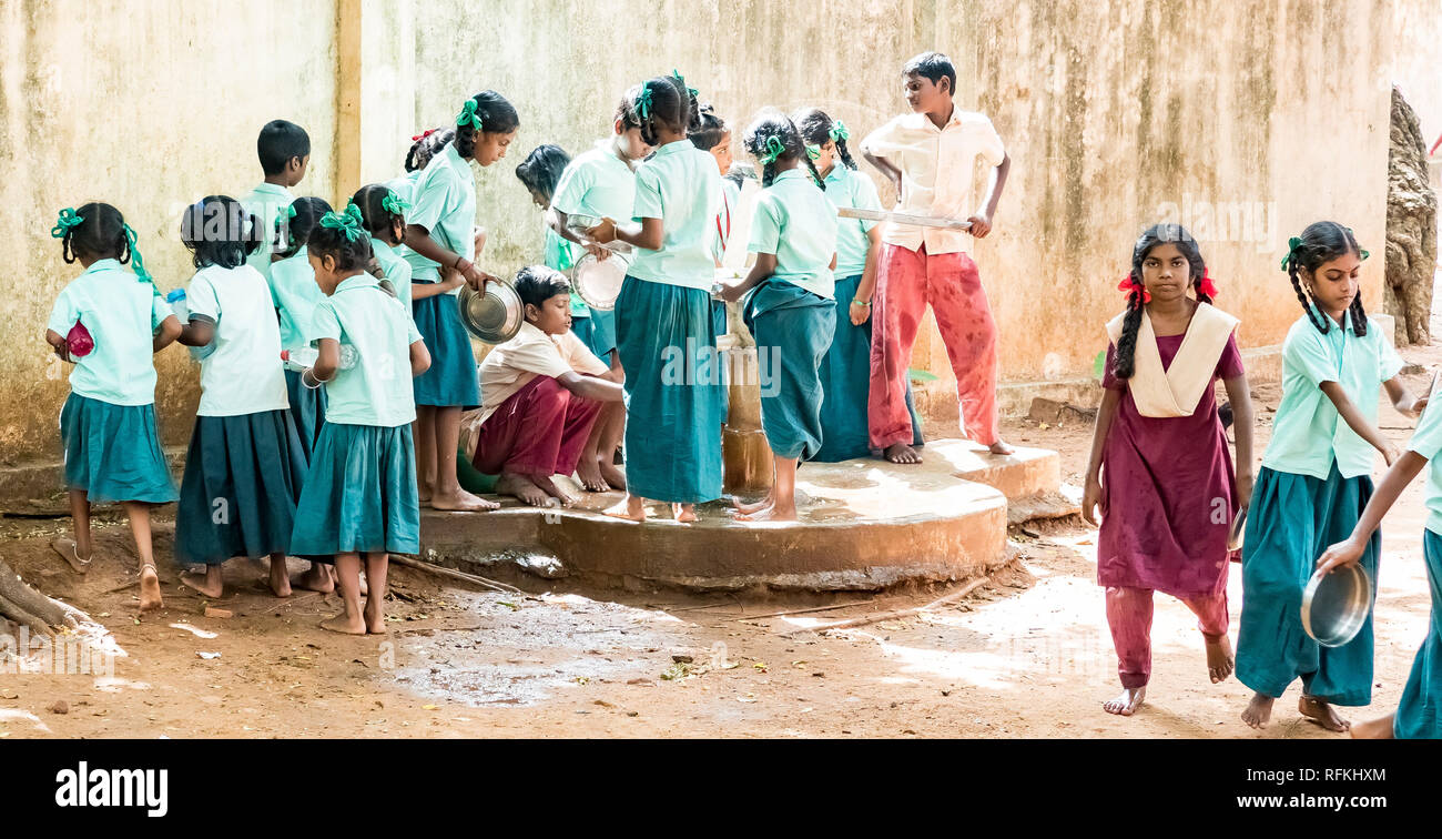 PUDUCHERRY, TAMIL NADU, INDIA - DECEMBER Circa, 2018. Unidentified poor ...