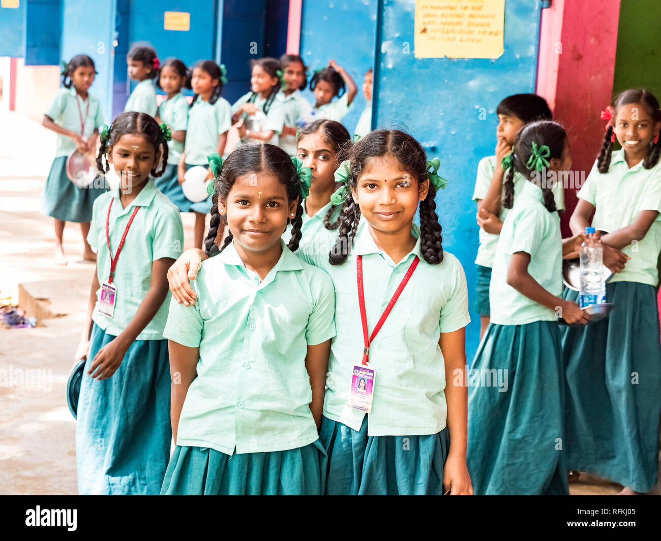 PUDUCHERRY, TAMIL NADU, INDIA - DECEMBER Circa, 2018. Unidentified poor ...