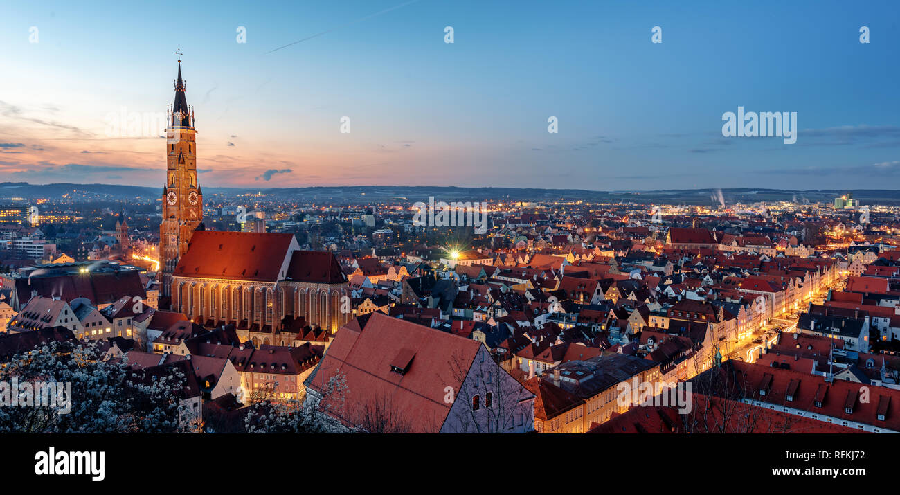 Landshut, Bavaria, Germany, panoramic view of St Martin's cathedral and ...