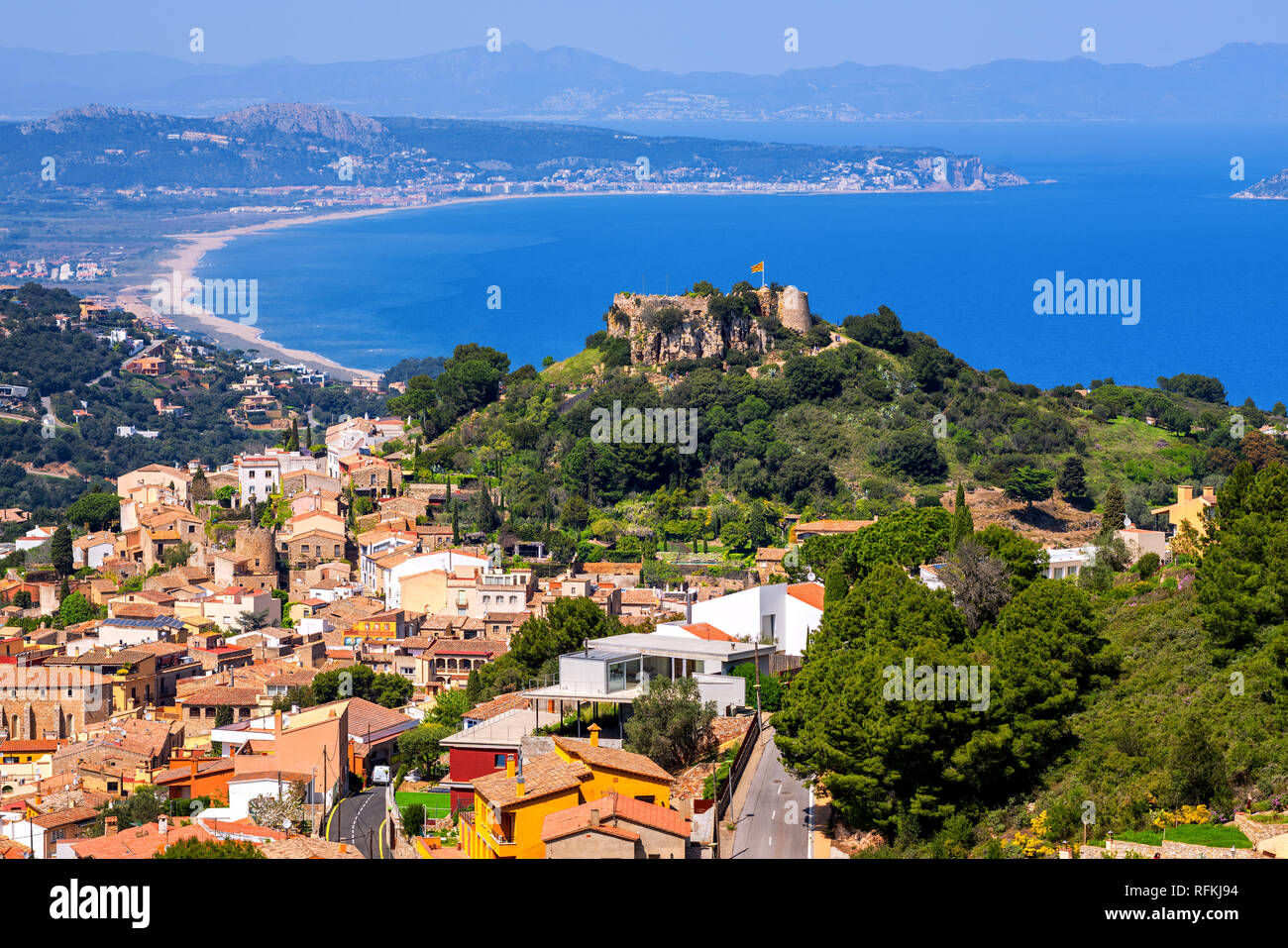 Begur, Old Town and Castle overlooking Mediterranean Sea and the ...