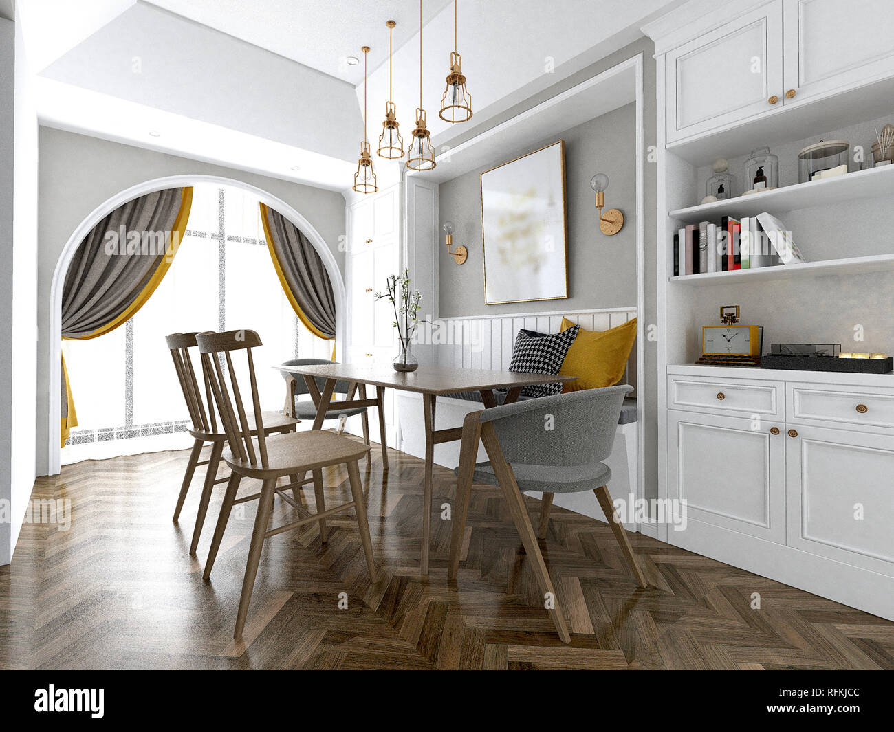 3d render of dining room Stock Photo - Alamy