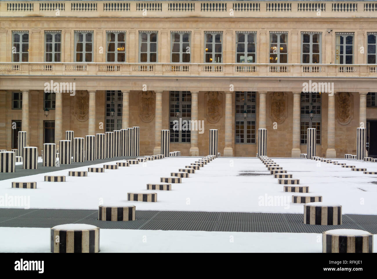 Black and white columns by Daniel Buren and the Conseil d'État, the ...