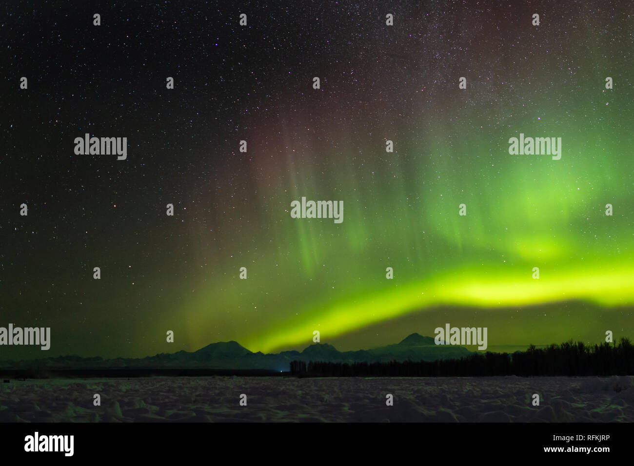 Northern Lights over Mount Foraker, Mount Hunter, and Denali (Mt ...