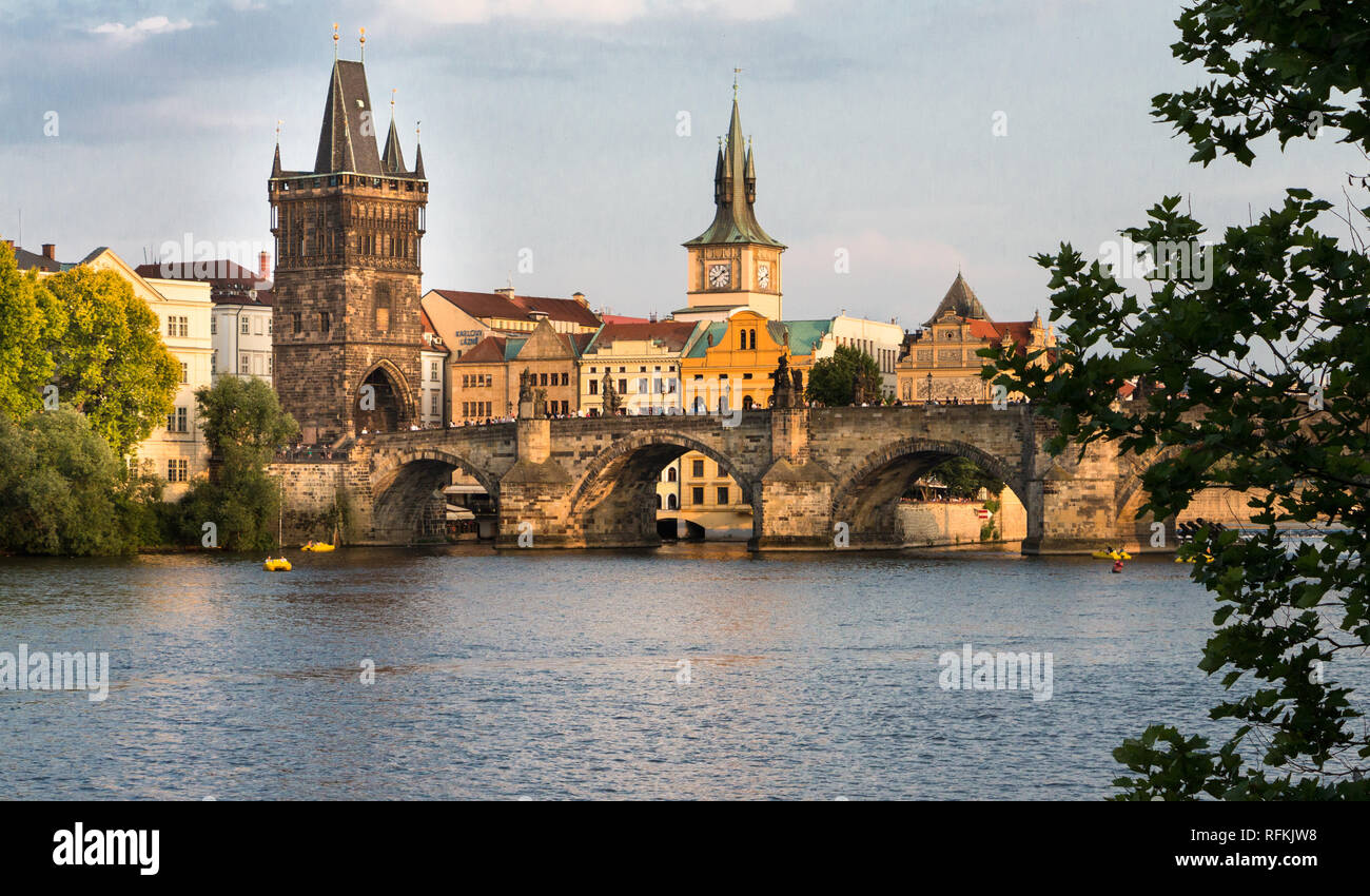 The Charles Bridge with the Old Town Tower - Prague, Czech Republic ...