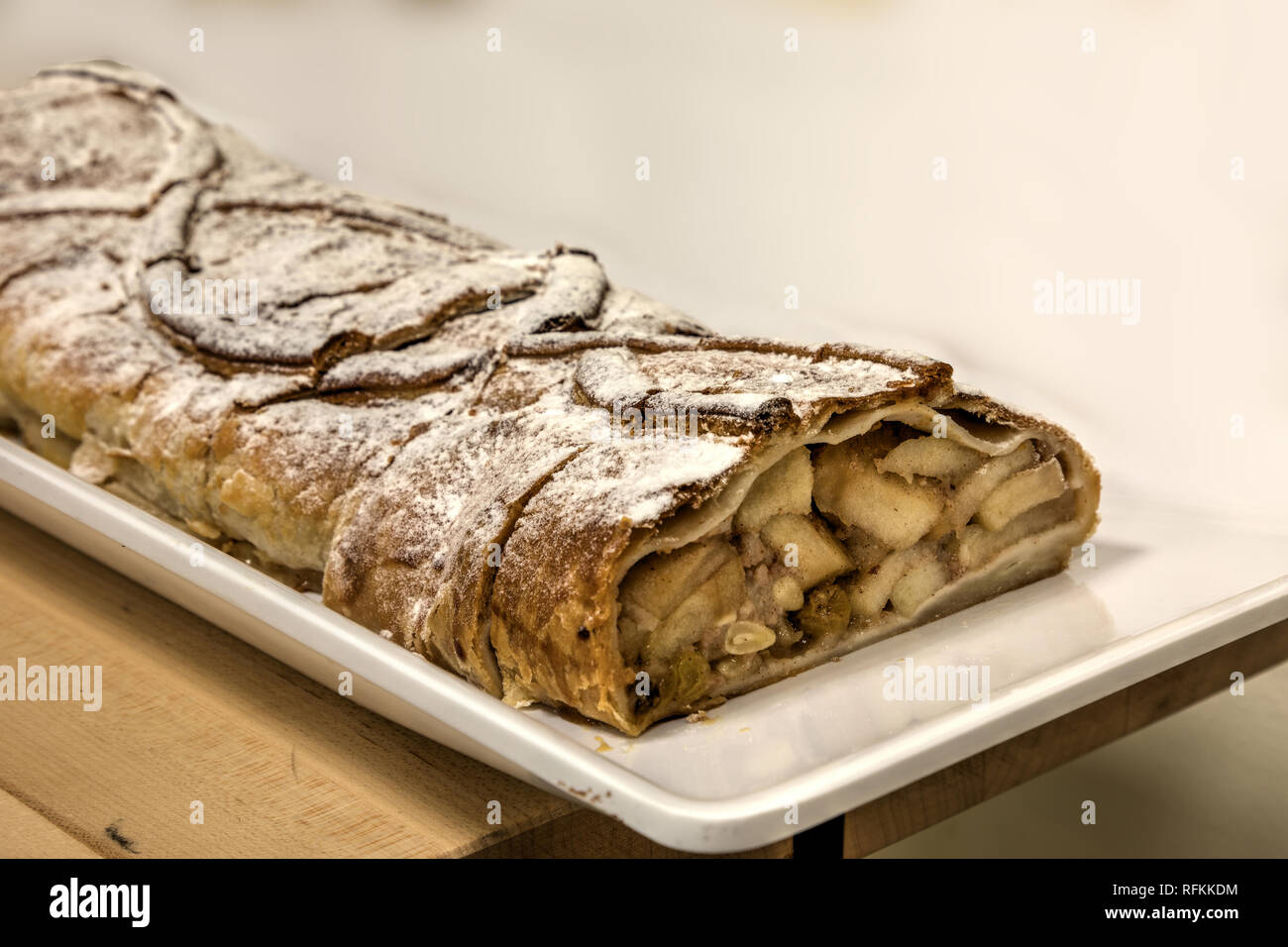 Apple strudel pie with flakey crust and firm apples flavored with cinnamon Stock Photo - Alamy