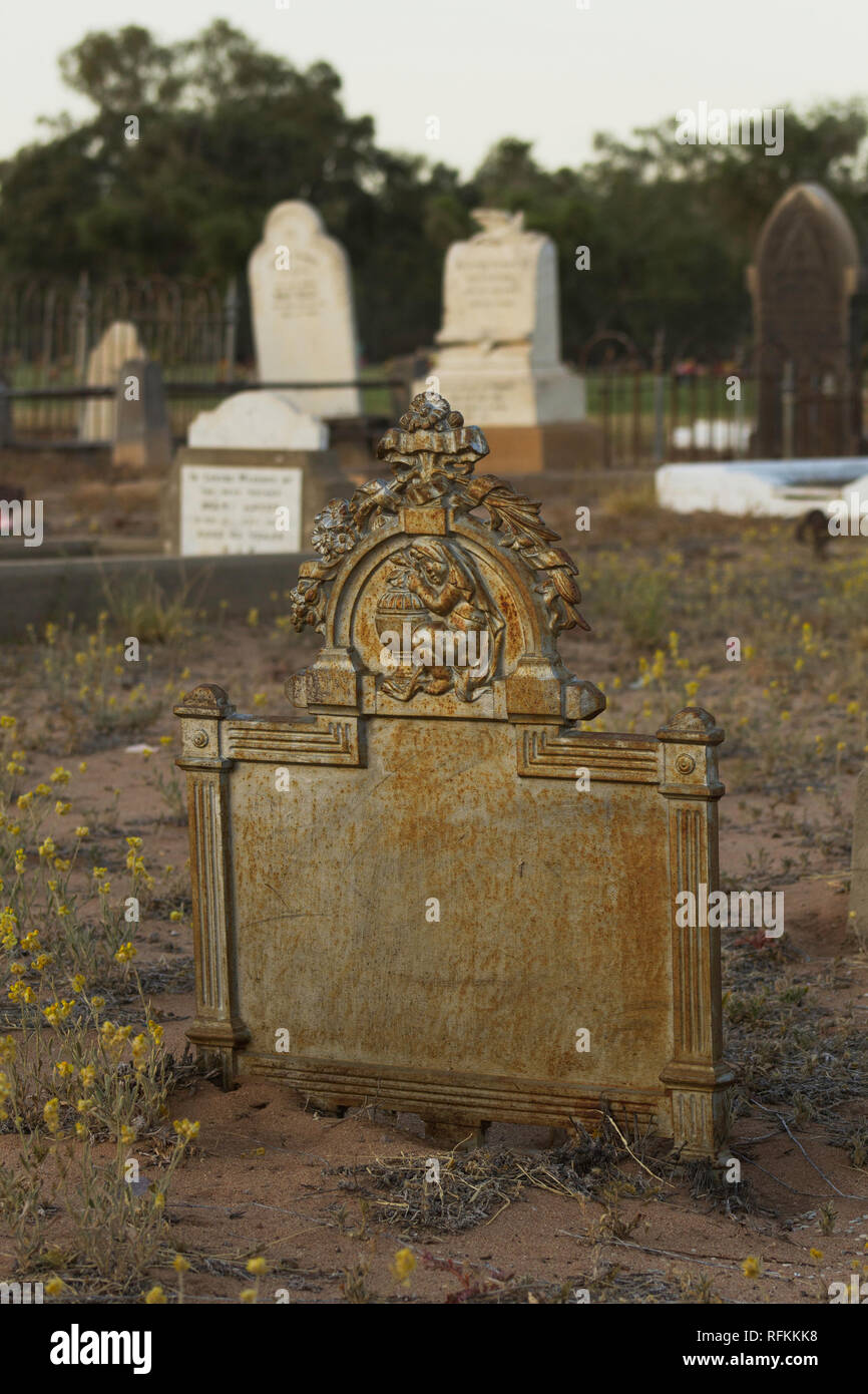 A nameless child's grave marker surrounded by flowering weeds and dirt ...