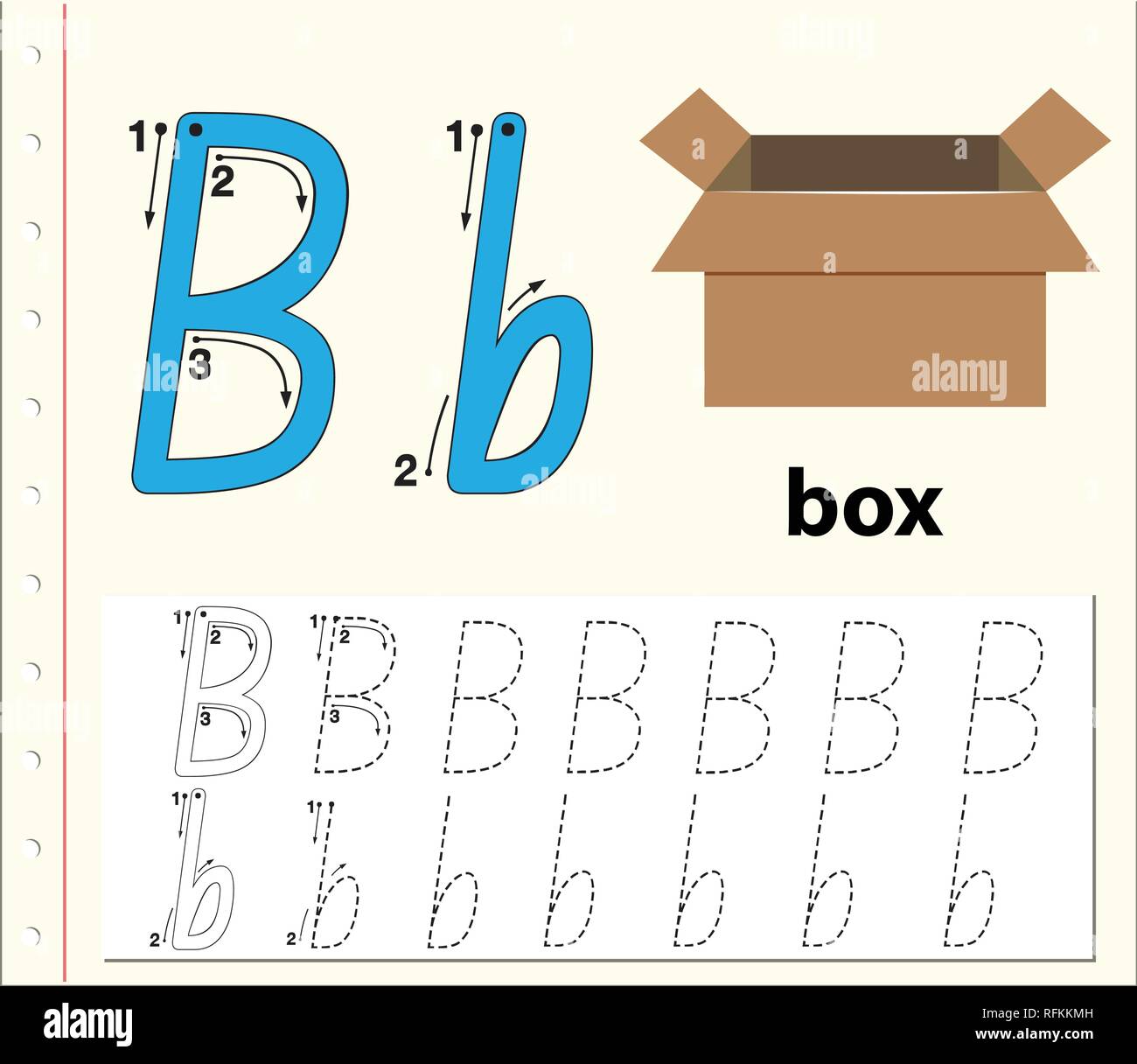 Letter B tracing alphabet worksheets illustration Stock Vector Image ...