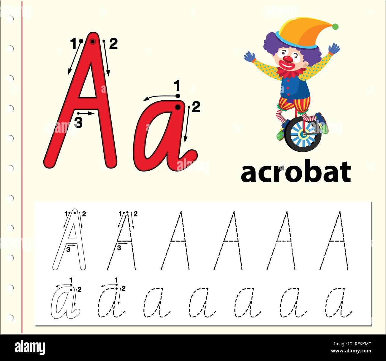 Letter a tracing worksheet Stock Vector Images - Alamy