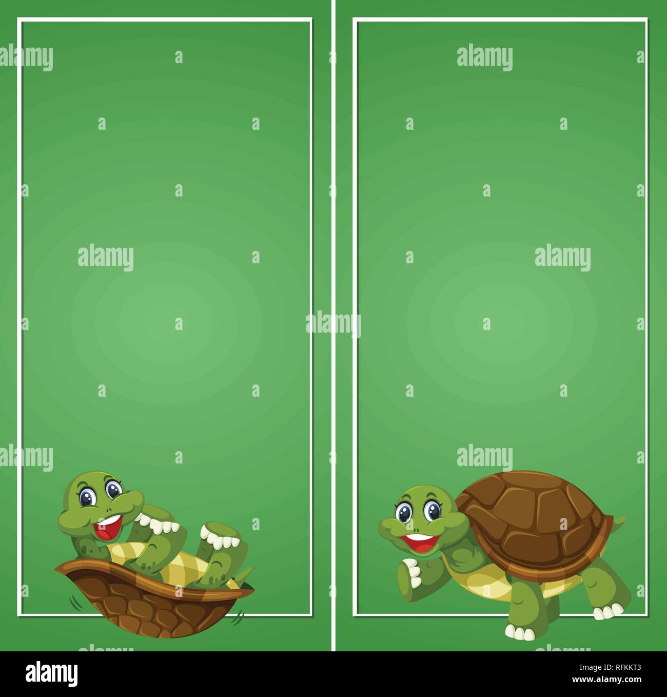 Turtle on green border illustration Stock Vector Image & Art - Alamy