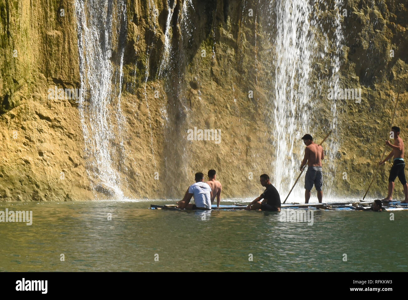 Bamboo raft under beautiful Pinsal Falls, Santa Maria, Ilocos Sur ...