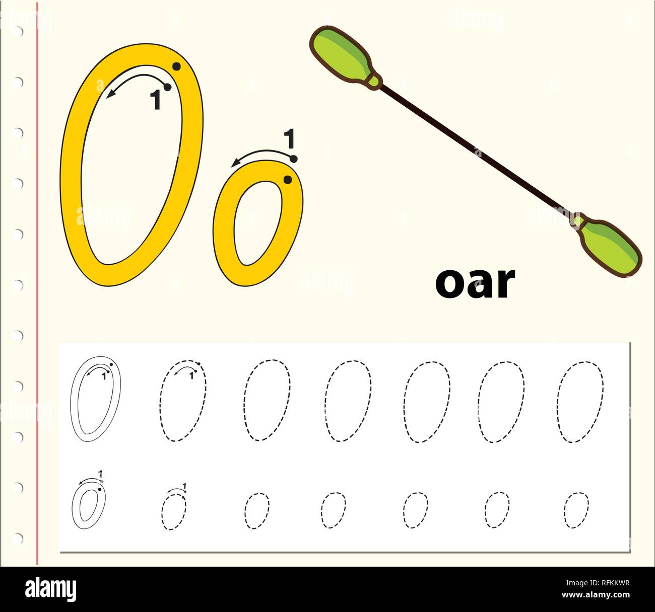 Letter O tracing alphabet worksheets illustration Stock Vector Image ...