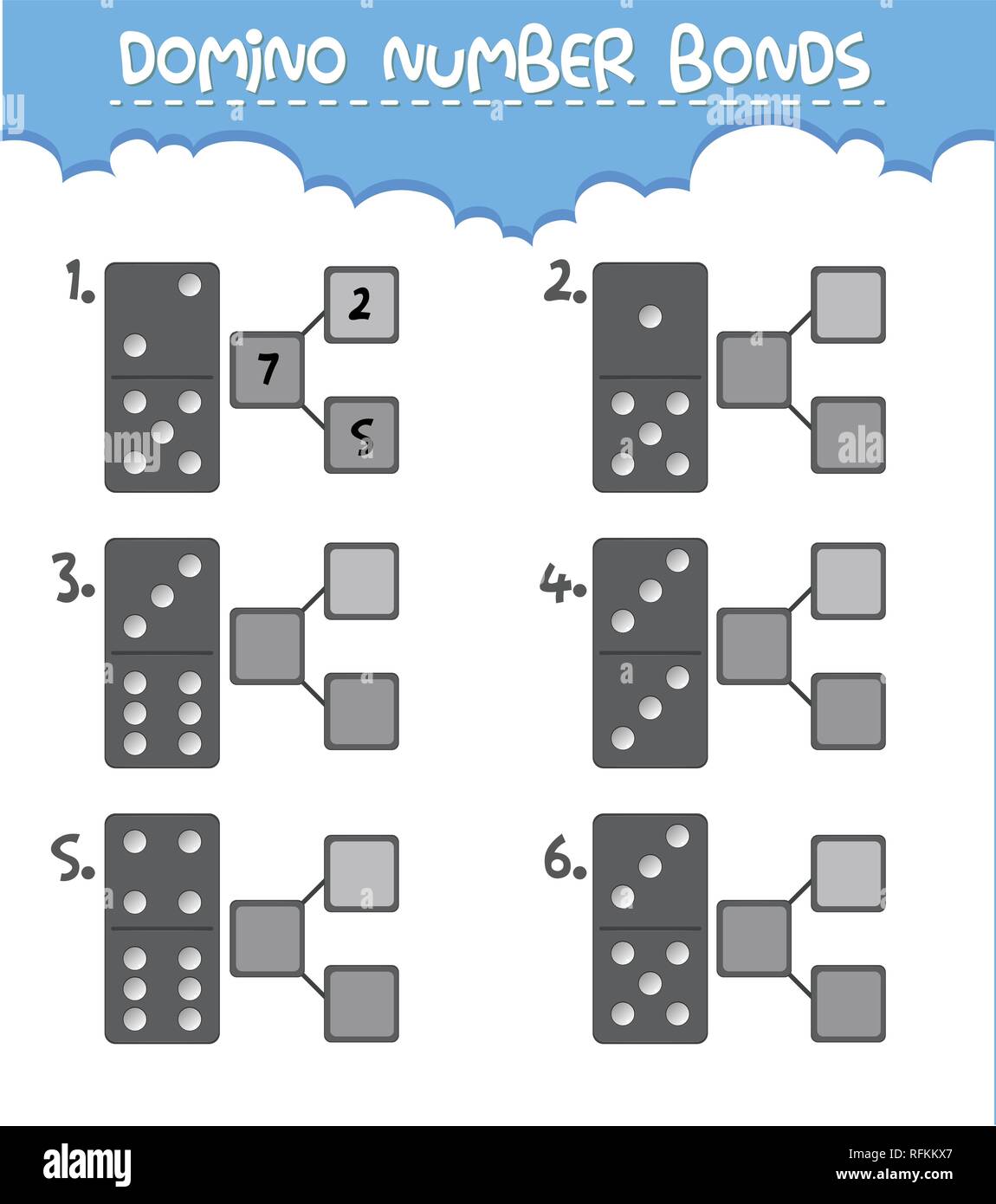 Domino number bonds worksheet illustration Stock Vector Image & Art - Alamy