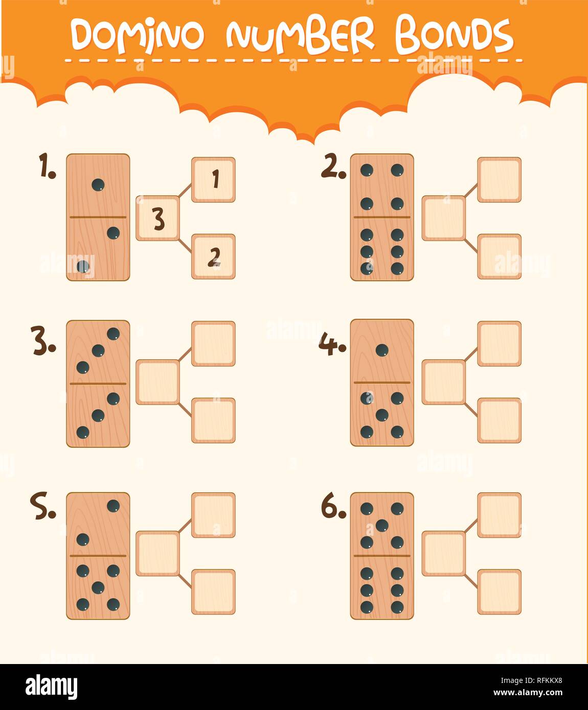 Wooden domino number bond illustration Stock Vector Image & Art - Alamy