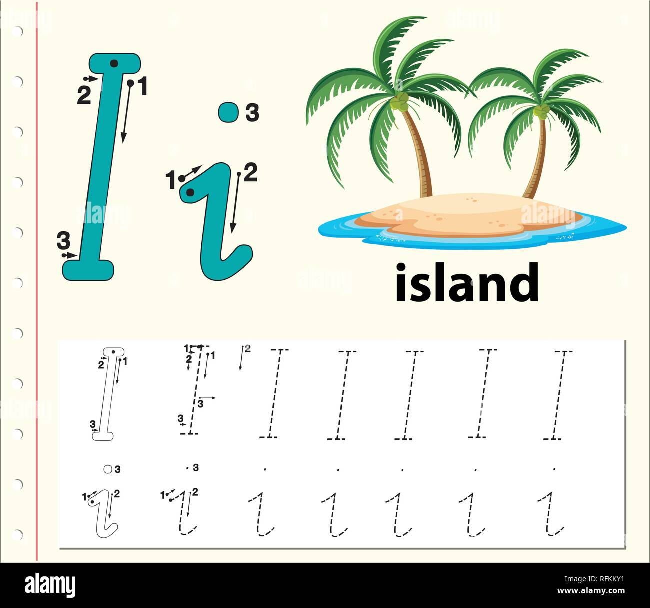 Letter I tracing alphabet worksheets illustration Stock Vector Image ...