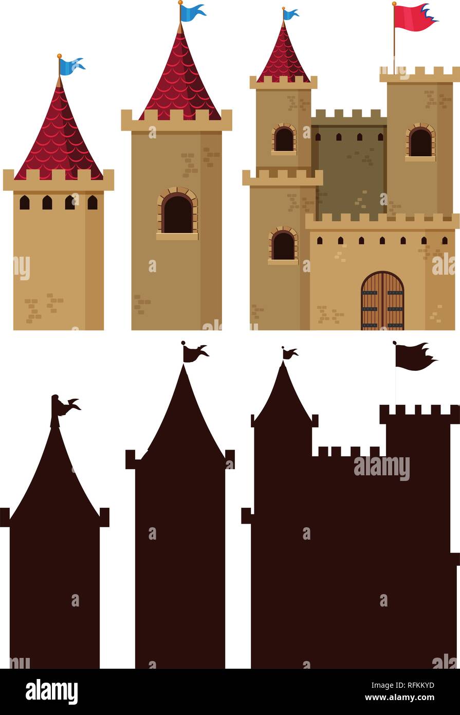 Set of castle building illustration Stock Vector Image & Art - Alamy