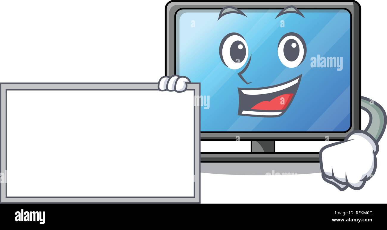 With board lcd tv cartoon in living room vector illustration Stock ...