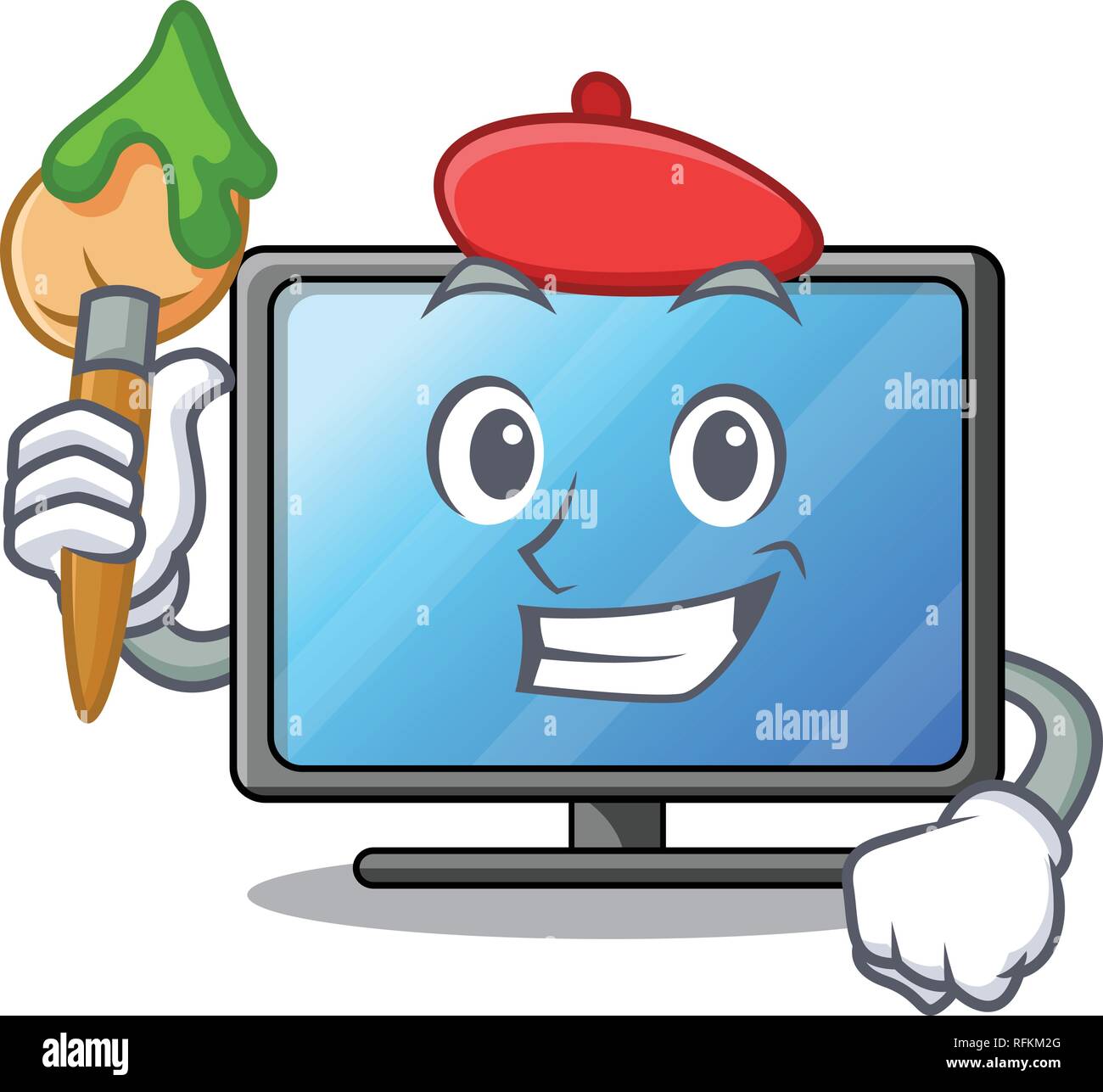 Artist lcd tv cartoon in living room vector illustration Stock Vector ...