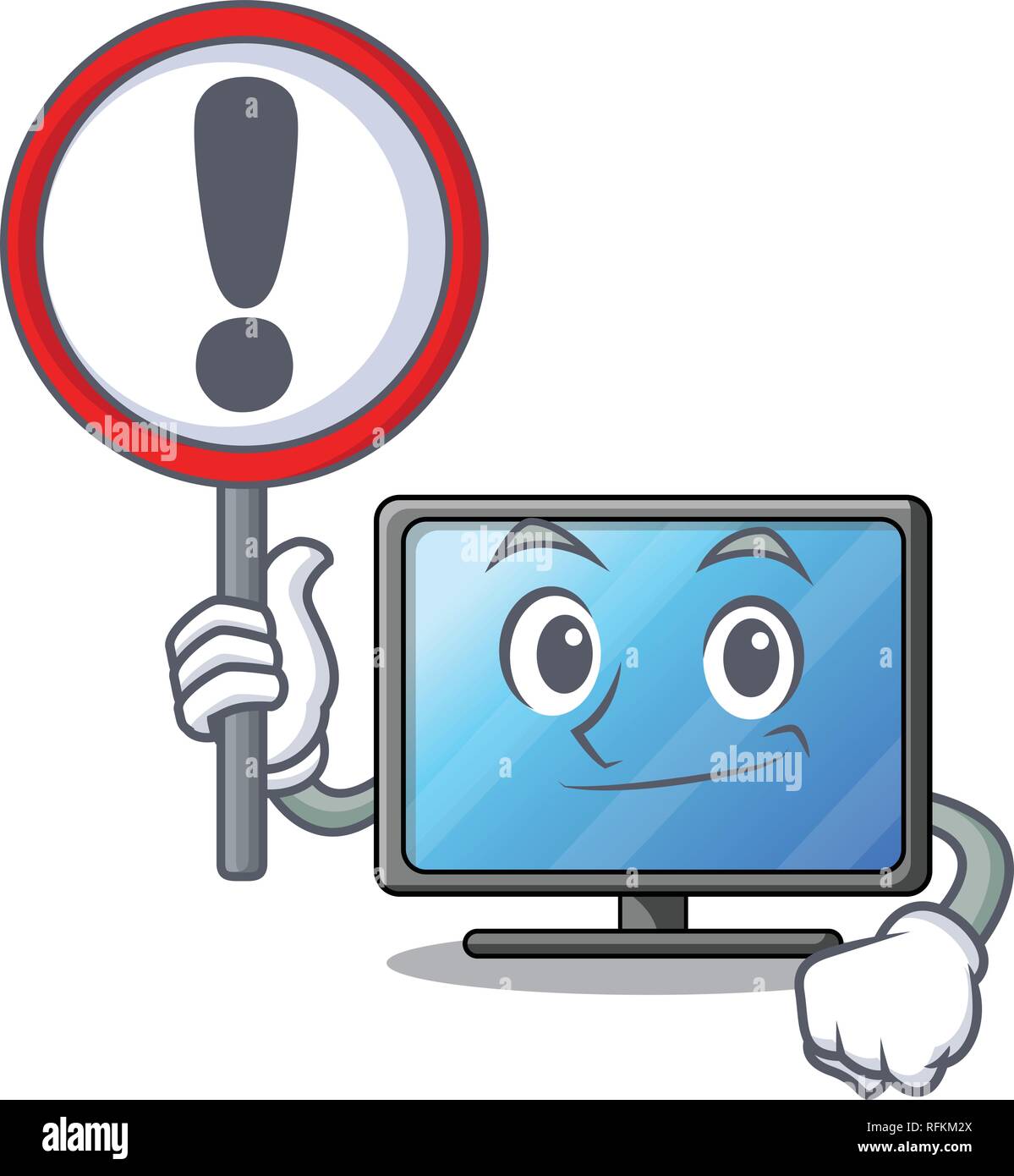 With sign lcd tv cartoon in living room vector illustration Stock ...