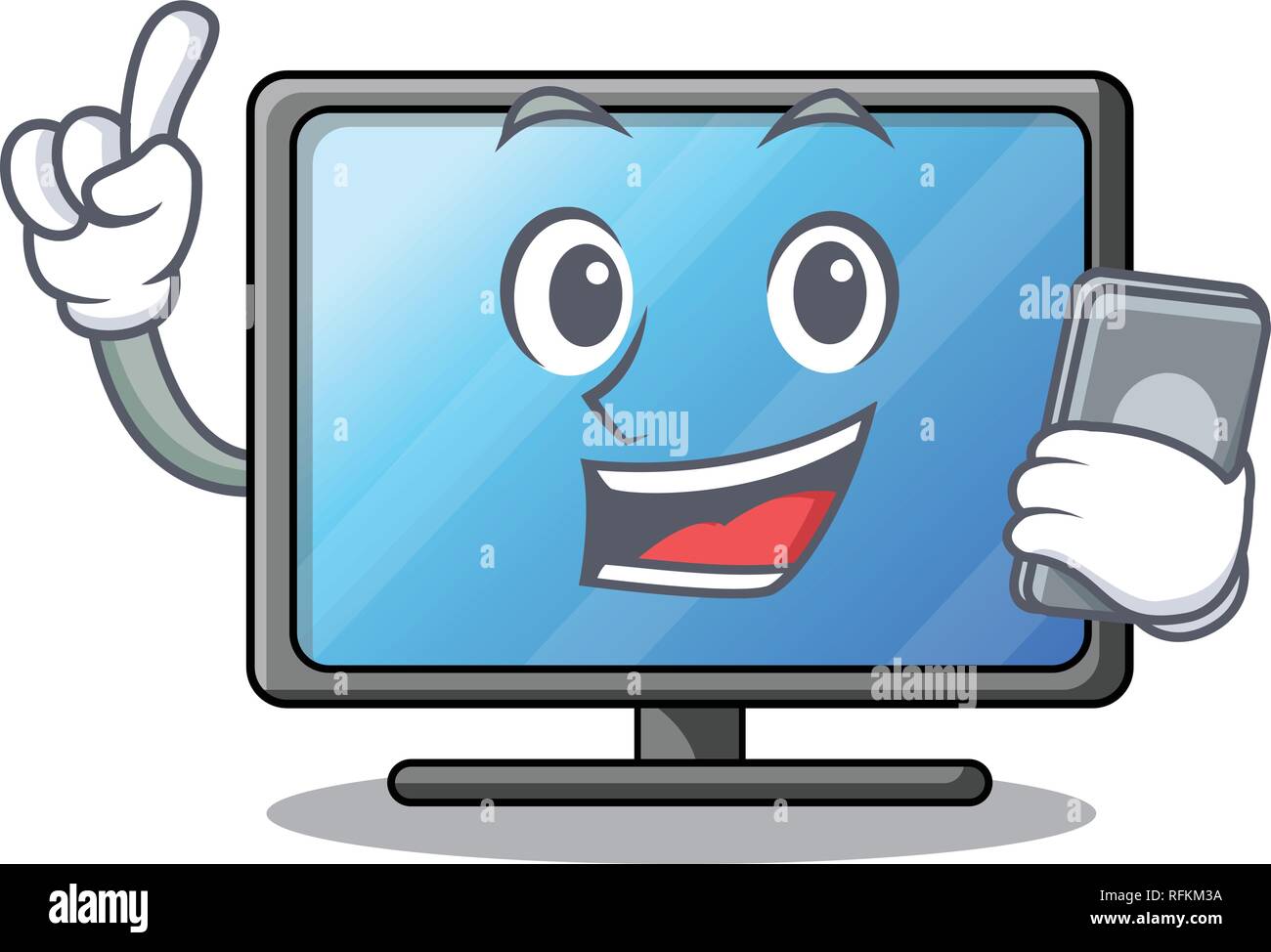 With phone lcd tv cartoon in living room vector illustration Stock ...