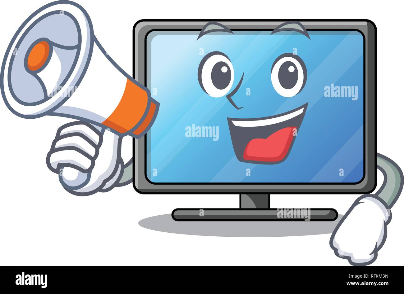 With megaphone lcd tv cartoon in living room vector illustration Stock ...